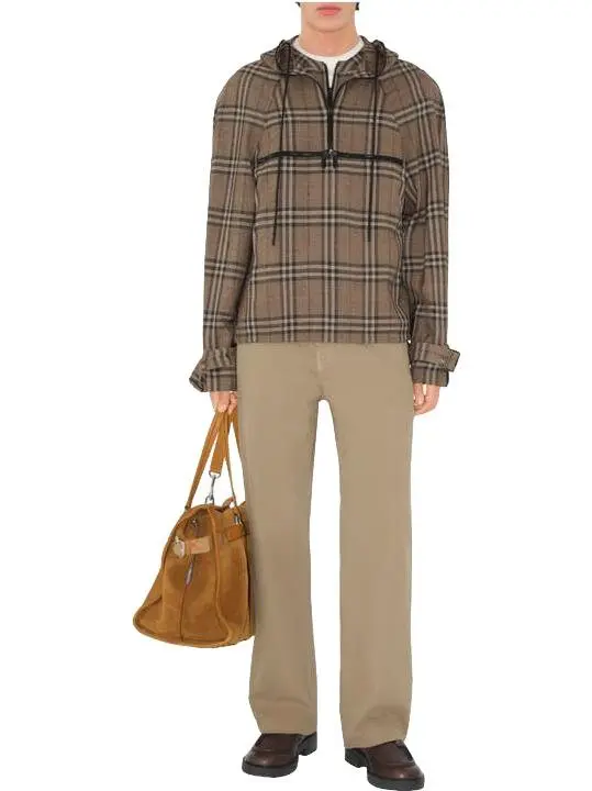 Burberry Check Silk Blend Hooded Jacket - Brush