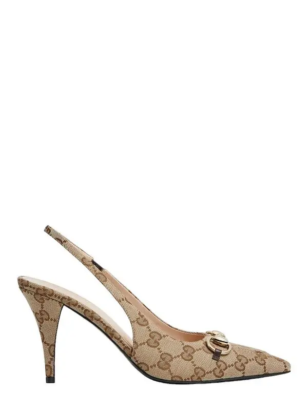 Gucci Horsebit Slingback Pumps - Beige