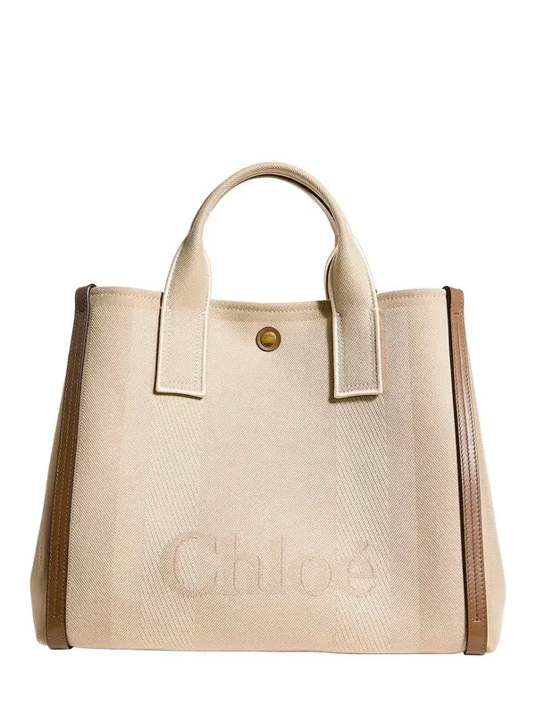Chloé Medium Canvas Carry Tote Bag - Beige