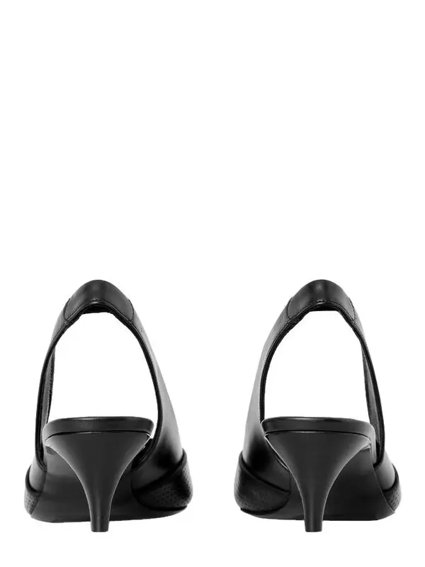 Cos Perforated Leather Slingback Kitten Heels - Black