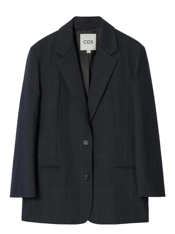 Cos Oversized Windowpane-check Blazer - Navy