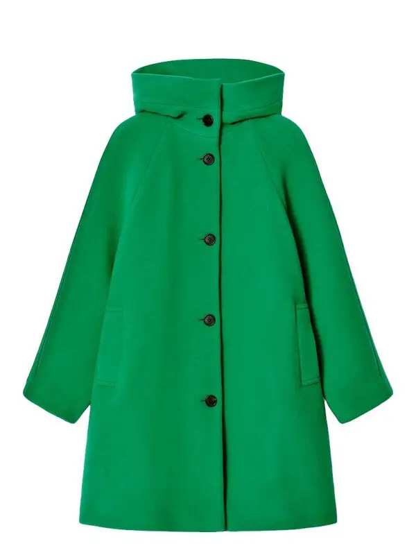 Cos Oversized Wool Hooded Coat - Green