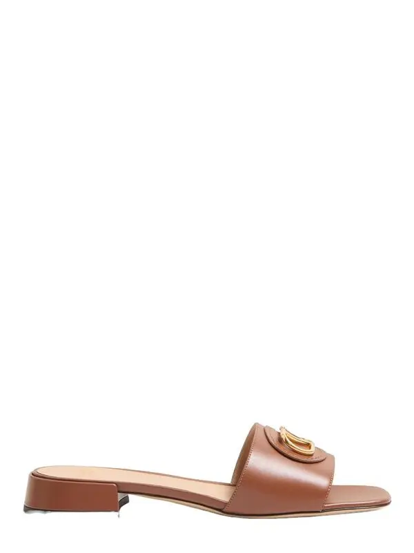 Valentino Garavani Vlogo Signature Calfskin Slide Sandal - Tobacco