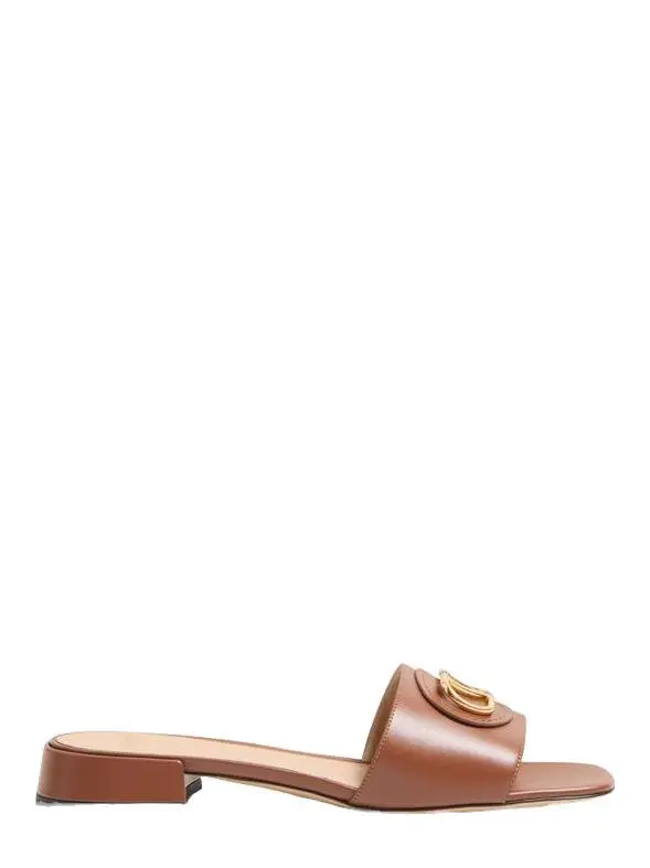 Valentino Garavani Vlogo Signature Calfskin Slide Sandal - Tobacco