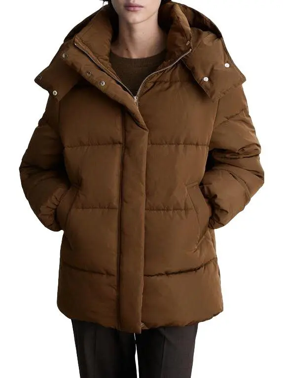Mango Quilted Puffer Coat - Medium Brown