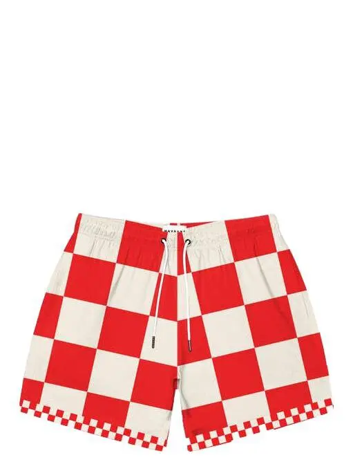 MAVRANS Victory Lap Waterproof Swim Trunks - Red/white