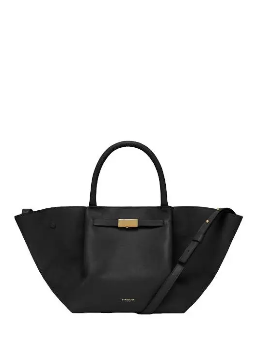 DEMELLIER New York Leather East/west Midi Tote - Black