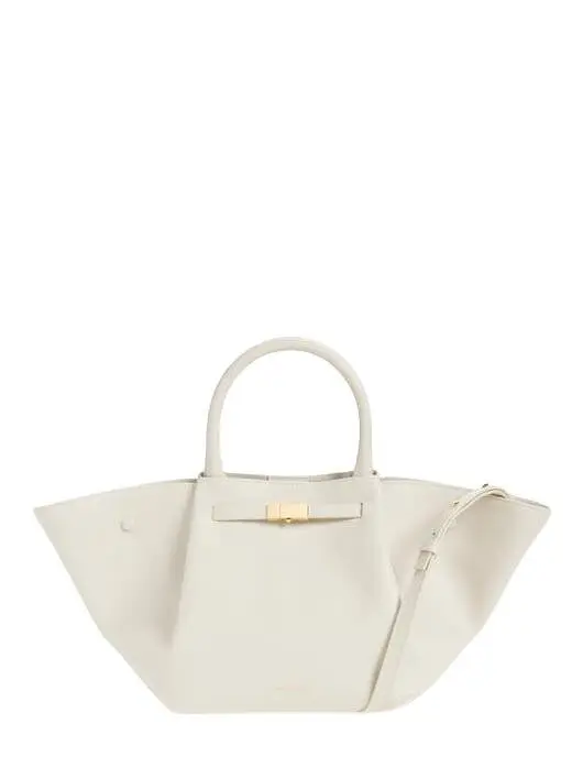 DEMELLIER New York Leather East/west Midi Tote - Chalk