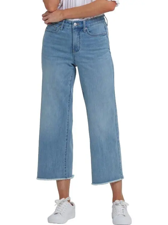 NYDJ Coco Cool Embrace® Frayed Crop Wide Leg Jeans - Heritage Glow