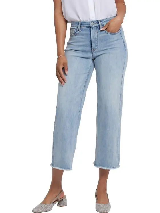 NYDJ Coco Cool Embrace® Frayed Crop Wide Leg Jeans - Santiago Sea