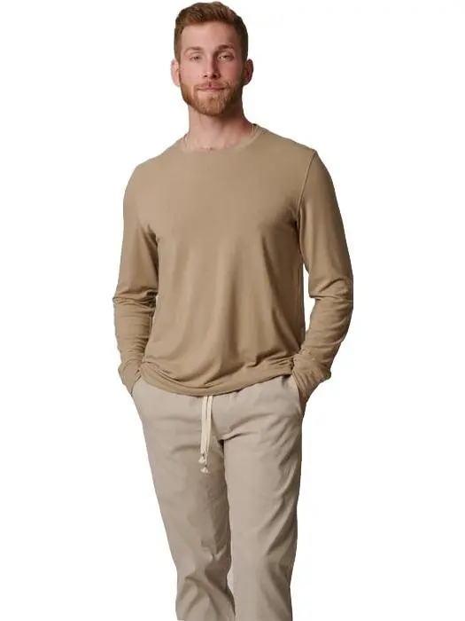 LEISURE LAB Long Sleeve Everyday T-shirt - Dune