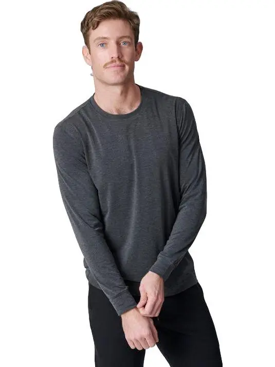 LEISURE LAB Long Sleeve Everyday T-shirt - Heathered Black