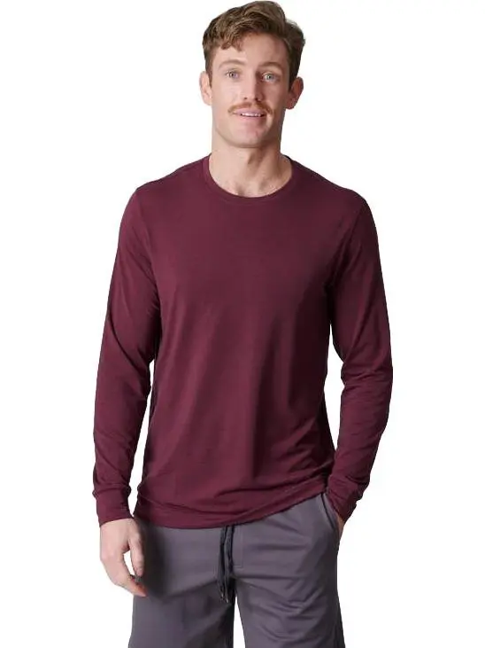 LEISURE LAB Long Sleeve Everyday T-shirt - Maroon