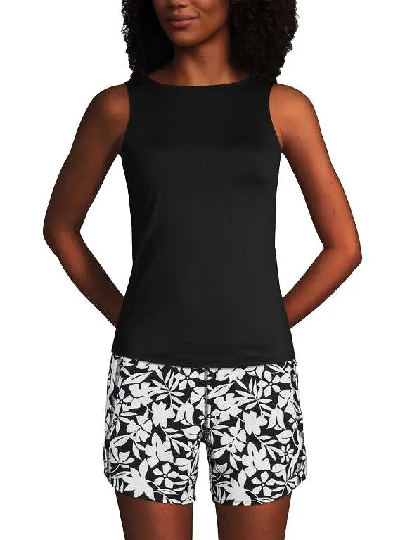 LANDS' END D-cup Upf 50 Sun Protection Tankini Swimsuit Top - Black