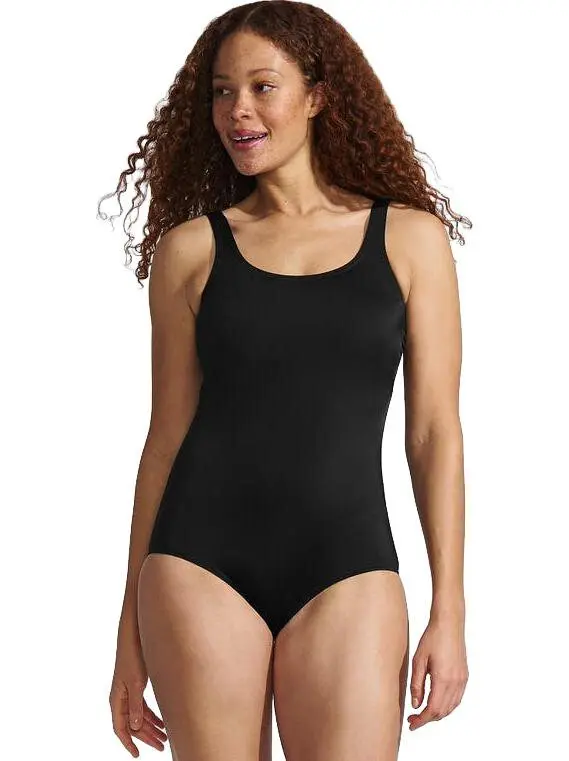 LANDS' END D-cup Chlorine Resistant Scoop Neck One Piece Swimsuit - Black