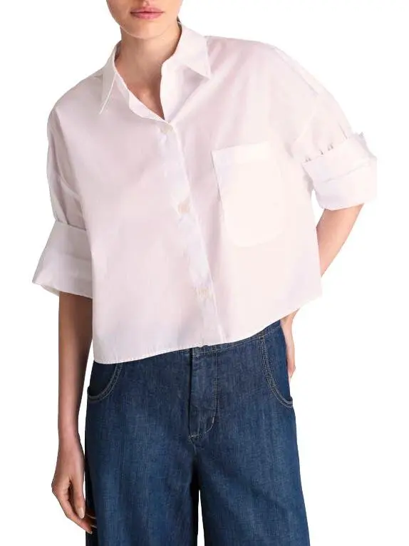 TWP Next Ex Cotton Crop Button-up Shirt - Pale Pink