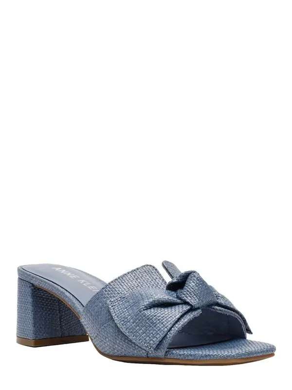 Anne Klein Kizmet Bow Slide Sandal - Blue Raffia