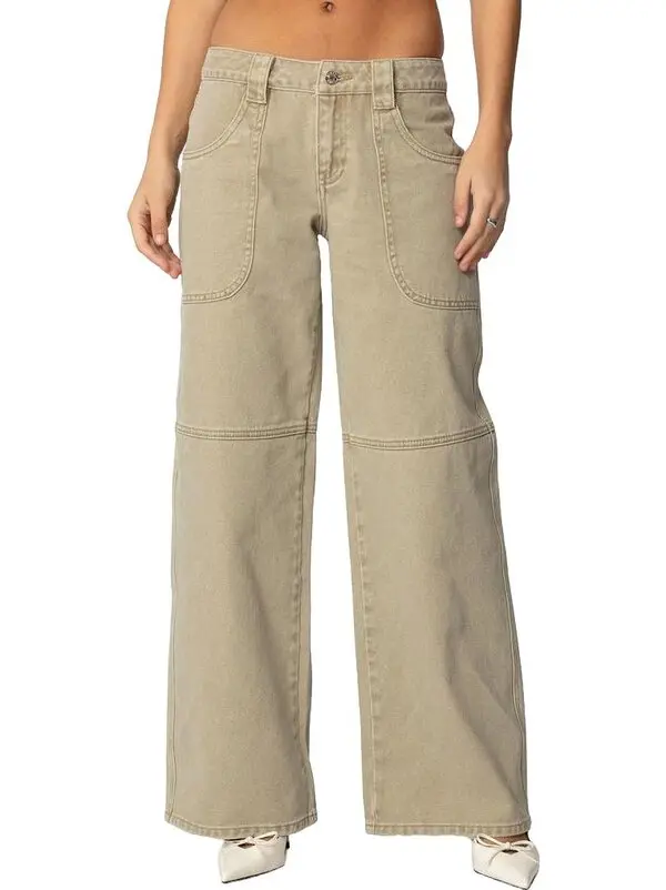 EDIKTED Morgan Low-rise Wide-leg Carpenter Jeans - Light-brown