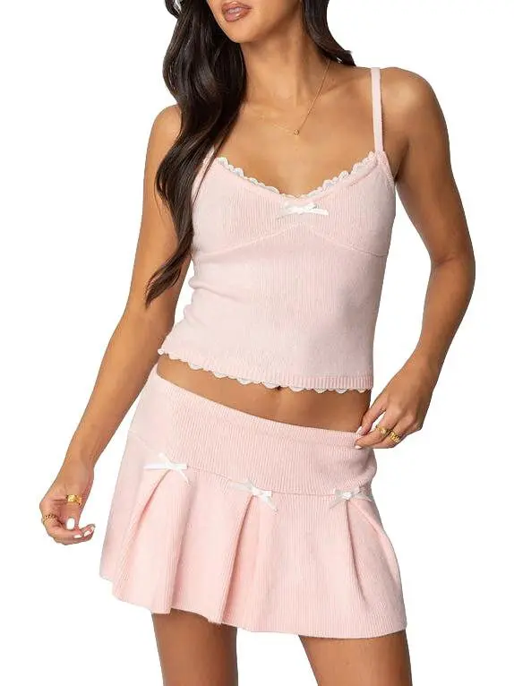 EDIKTED Lace Trim Sweater Camisole - Light-pink