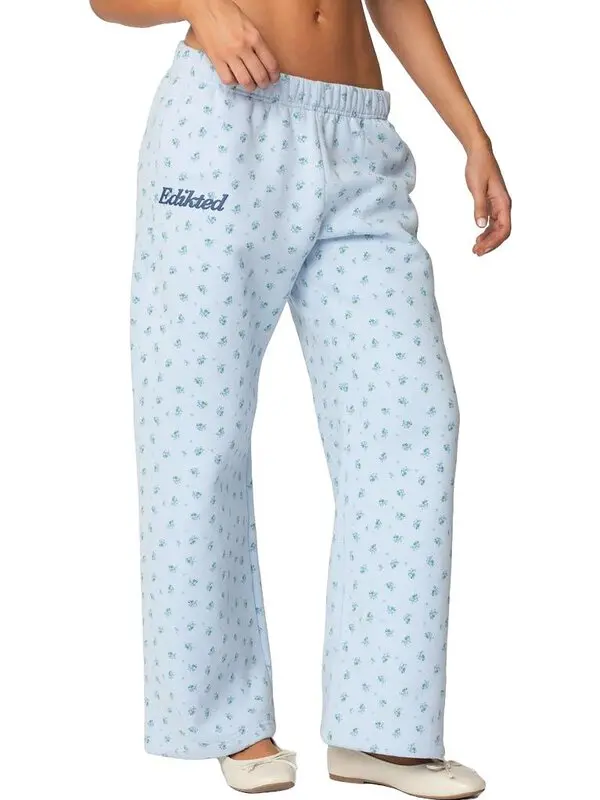EDIKTED Flower Power Sweatpants - Light-blue