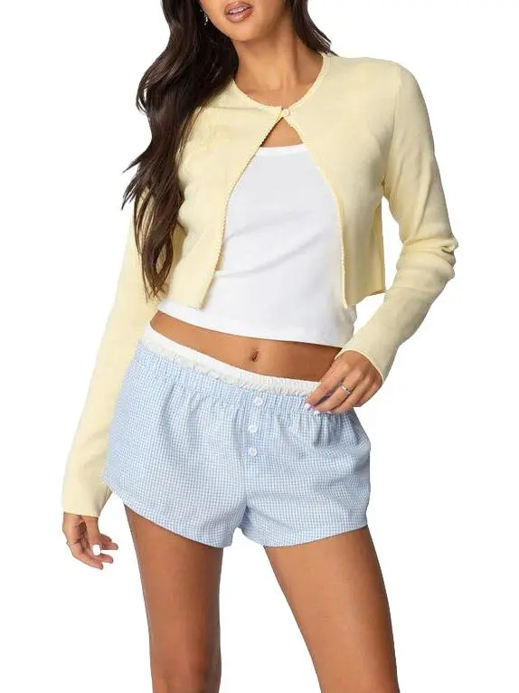 EDIKTED Jayne Split Front Knit Crop Cardigan - Yellow