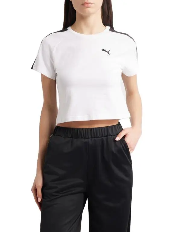 PUMA T7 Crop Stretch Cotton Baby Tee - Puma White