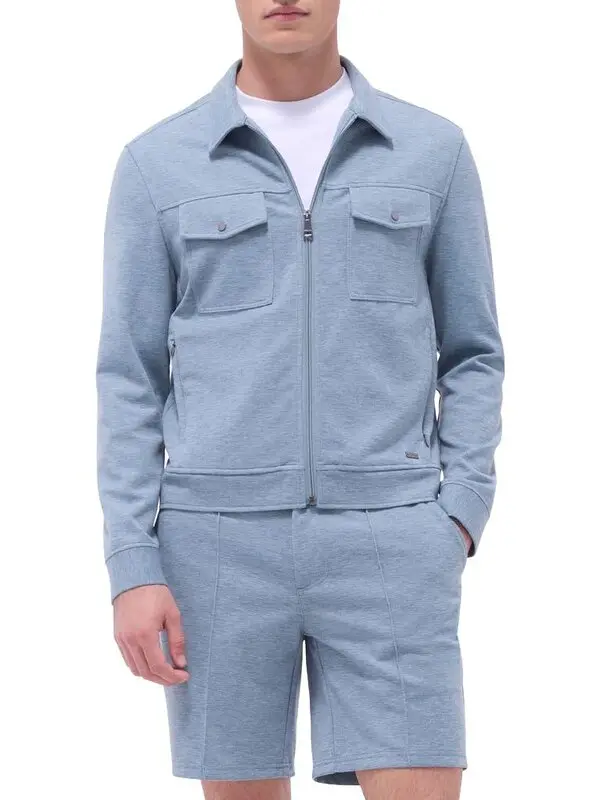 Bugatchi Soft Touch Zip Knit Shirt Jacket - Shark