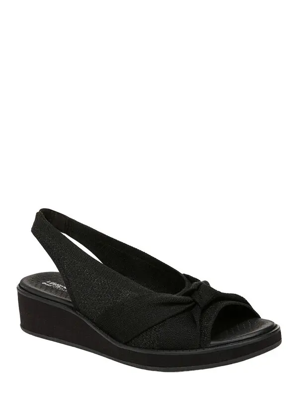 LIFESTRIDE Bzees Bell Slingback Wedge Sandal - Black Knit