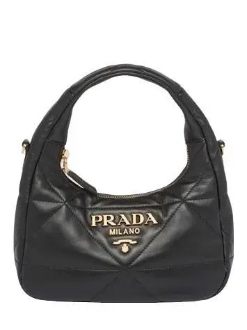 Prada Nappa Leather Mini Bag With Topstitching - Black