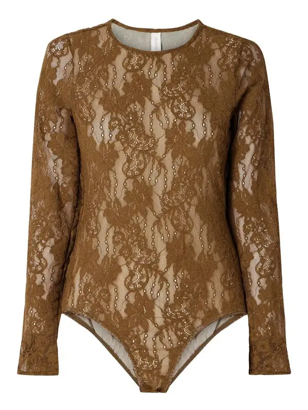 Zimmermann Stretch-corded Lace Bodysuit - Brown