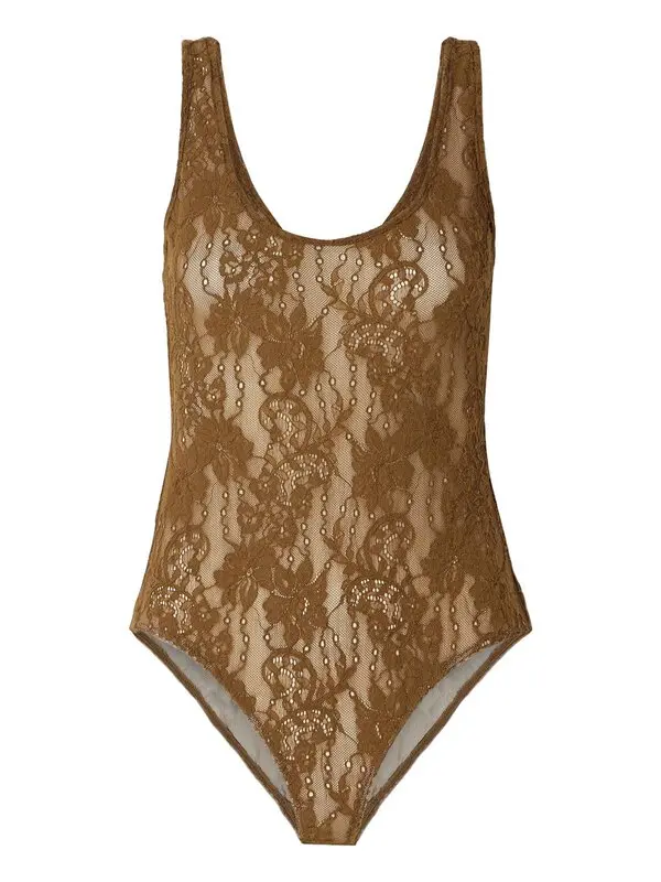 Zimmermann Stretch-corded Lace Bodysuit - Brown