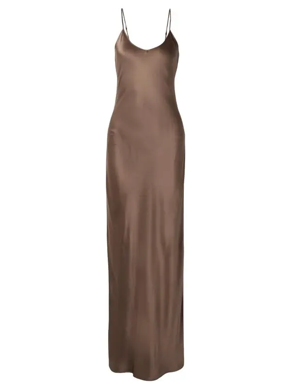 NILI LOTAN Cami Silk-satin Gown - Brown