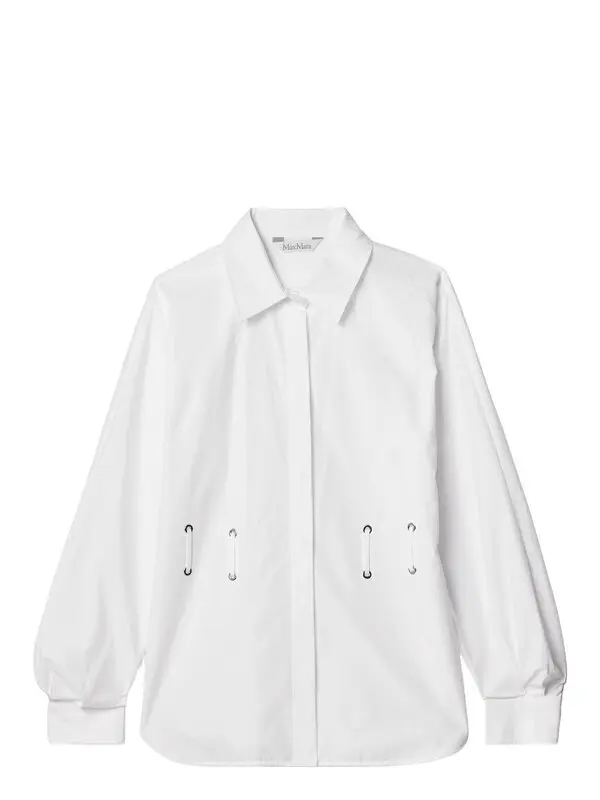 Max Mara Juglas Belted Embellished Cotton-poplin Shirt - White