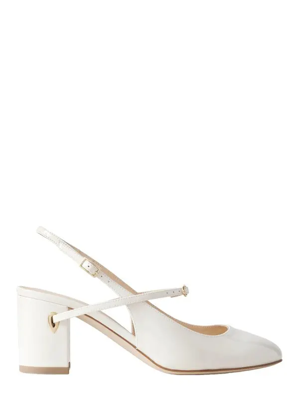 Jennifer Chamandi Mattia 65 Patent-leather Slingback Pumps - White