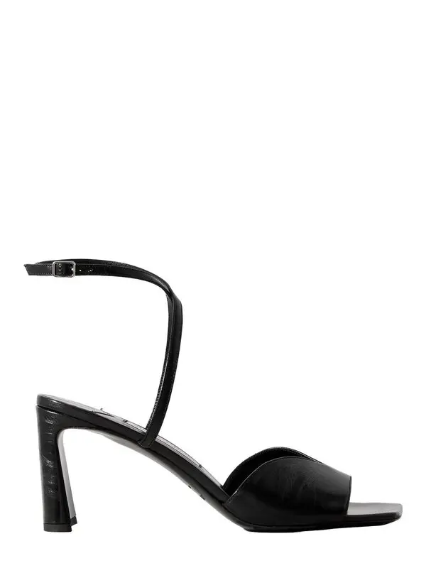 JIMMY CHOO Karli 75 Textured-leather Sandals - Black