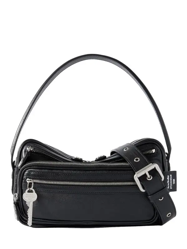Acne Studios Camerero Party Textured-leather Shoulder Bag - Black