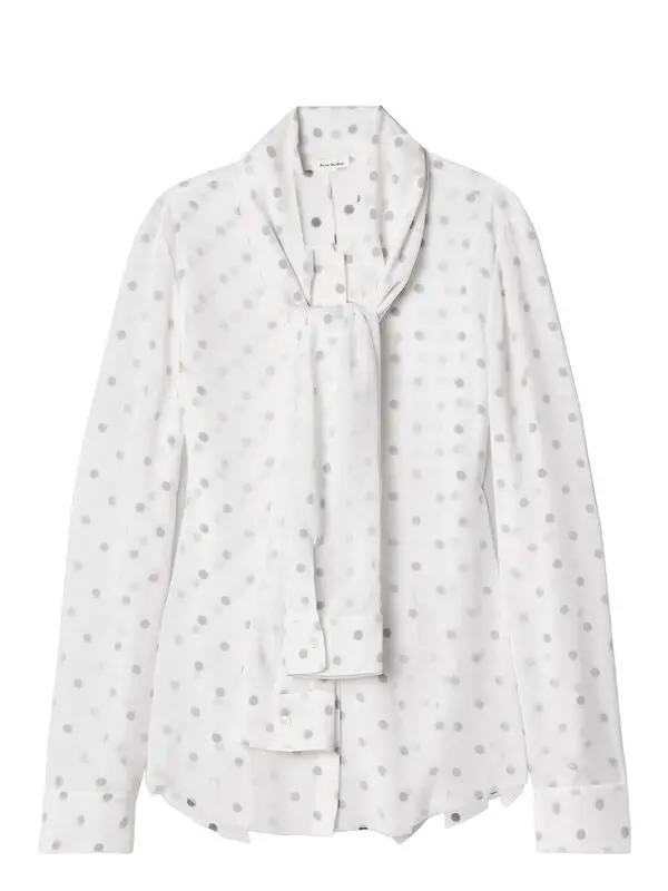 Acne Studios Polka-dot Georgette Blouse With Tie-neck - White