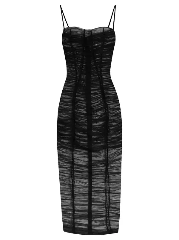 Dolce & Gabbana X Kim Draped Tulle Midi Dress - Black