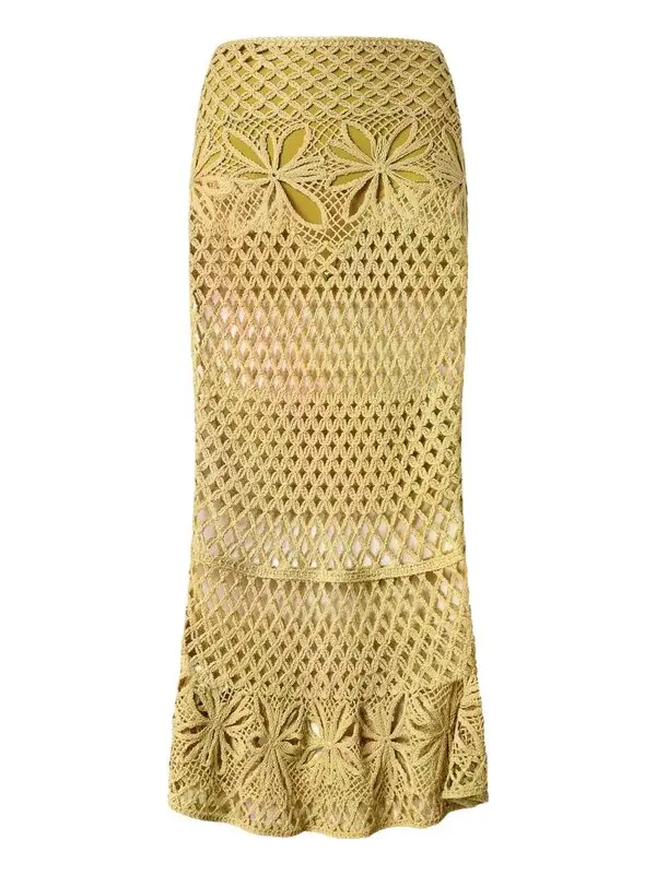 Pinko Crochet-knit Skirt - Yellow