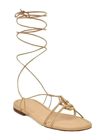 Alexis Delphine Lace-up Sandals - Natural