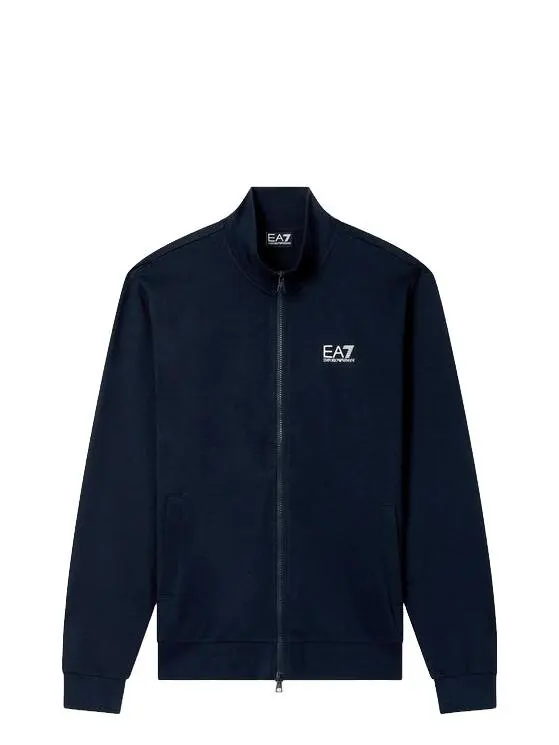 EA7 Core Identity Cotton Zip-up Sweatshirt - Blue