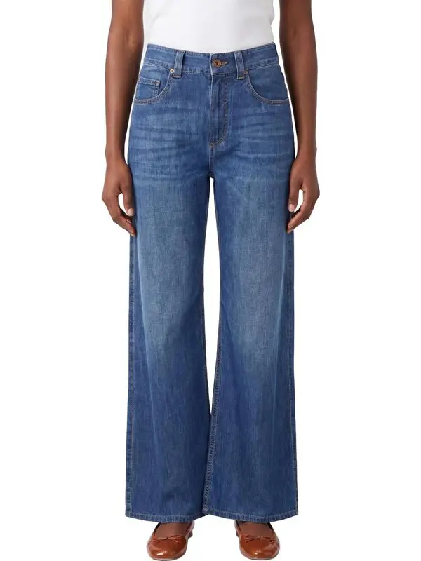 Brunello Cucinelli Flared Jeans With Monile Embellishment - Blue 1
