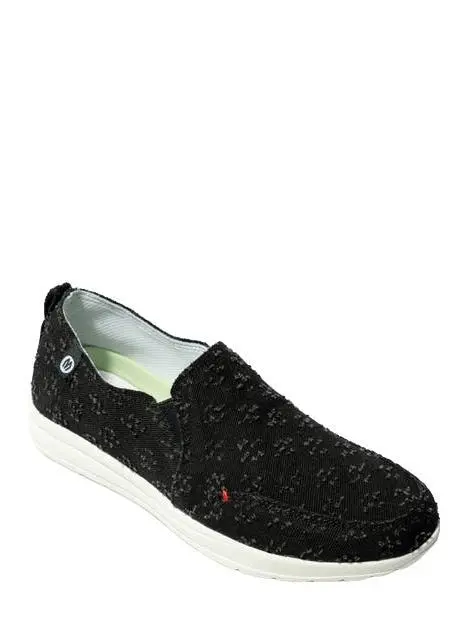 Minnetonka Expanse Slip-on Sneaker - Black Distressed Denim