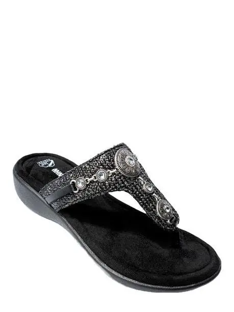 Minnetonka Brecca Flip Flop - Black Metallic