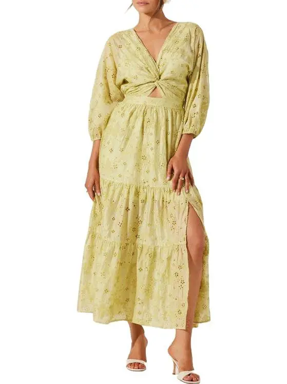Astr The Label Jesalyn Eyelet Dress - Matcha