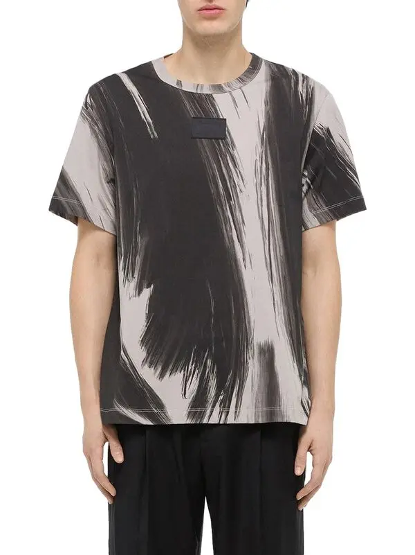 Helmut Lang Feather Brushstroke Print T-shirt - Grey - B00