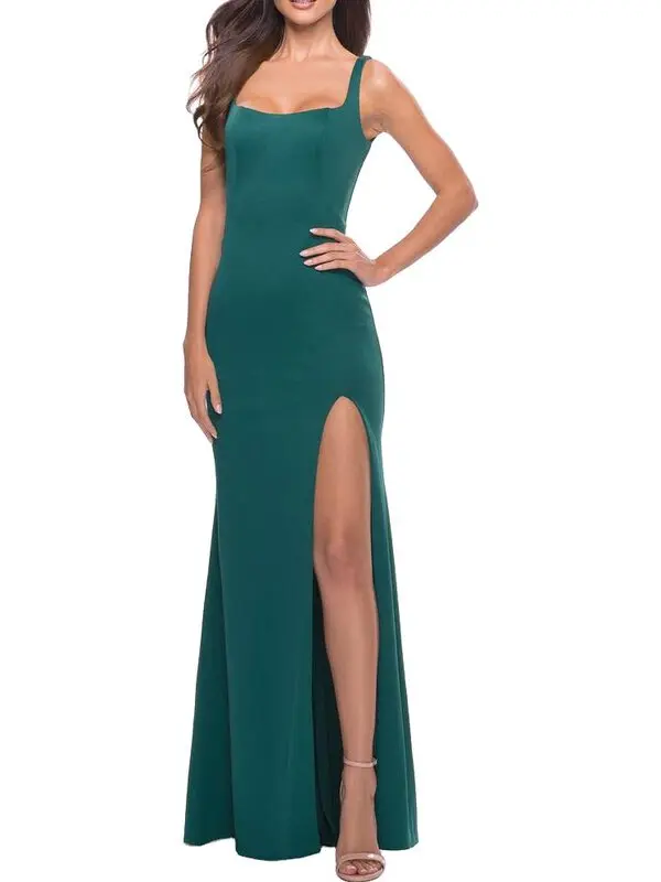 LABOMME Jersey Column Gown - Emerald