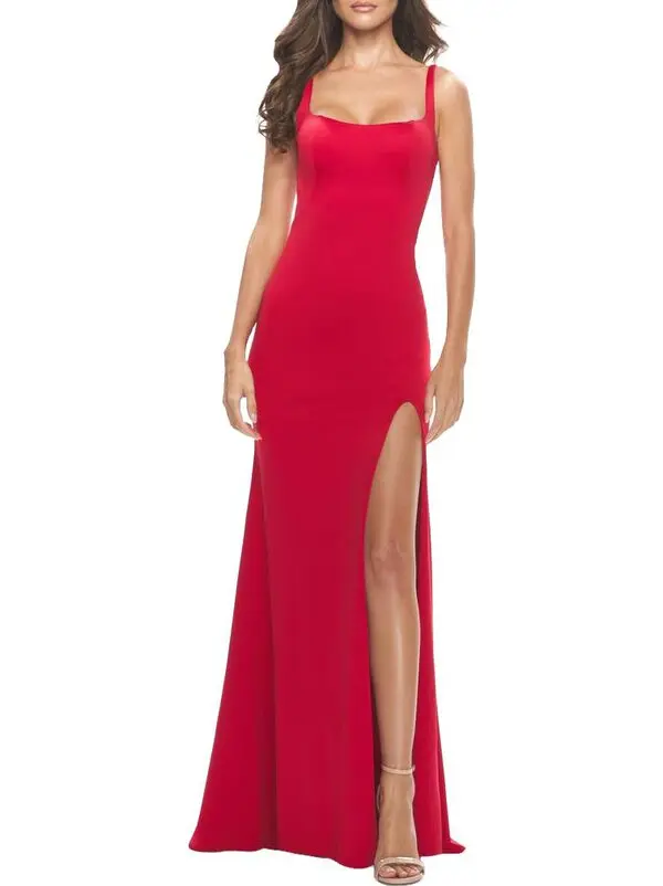 LABOMME Jersey Column Gown - Red