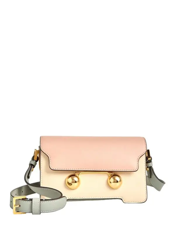 Marni Trunkaroo Leather Shoulder Bag - Camelia/shell/storm
