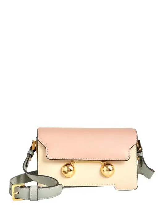 Marni Trunkaroo Leather Shoulder Bag - Camelia/shell/storm